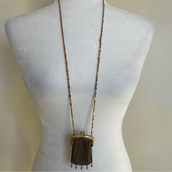 Whiting & Davis | Jewelry | Vintage Gold Chain Mesh Pouch Necklace By ...